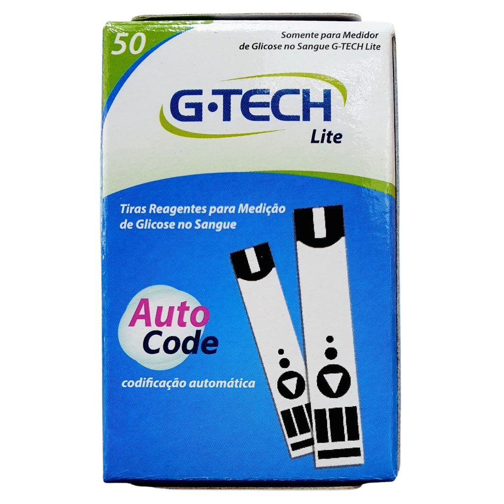 Tiras De Glicemia Para Teste de Glicose Diabetes G-tech Lite Cx C/50 ...