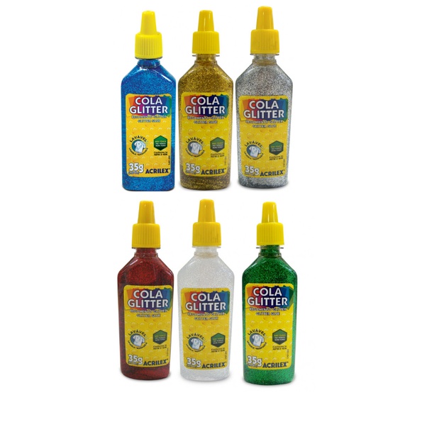 COLA COM GLITTER COLORIDA 35G ACRILEX | Shopee Brasil