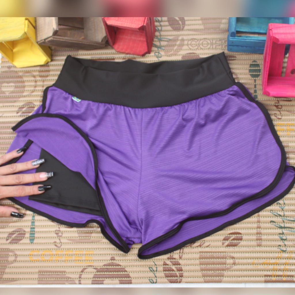 Short Duplo Feminino Fitness - Discreto Shorts Curto academia, correr ...