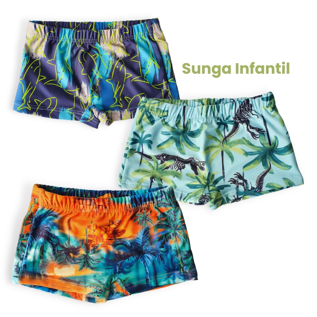 Sunga Infantil Bebê Box para Praia Piscina Natação Banho Sunga Boxer de ...