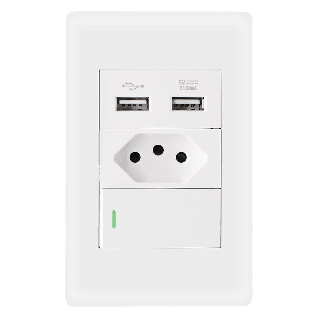Tomada Parede 2 Entradas Usb Carregador Universal TM02 | Shopee Brasil