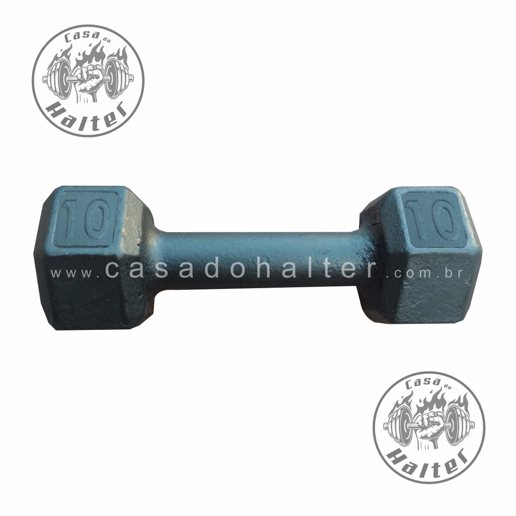 Halter sextavado pintado de Ferro 10kg- Treino de Musculação e ...