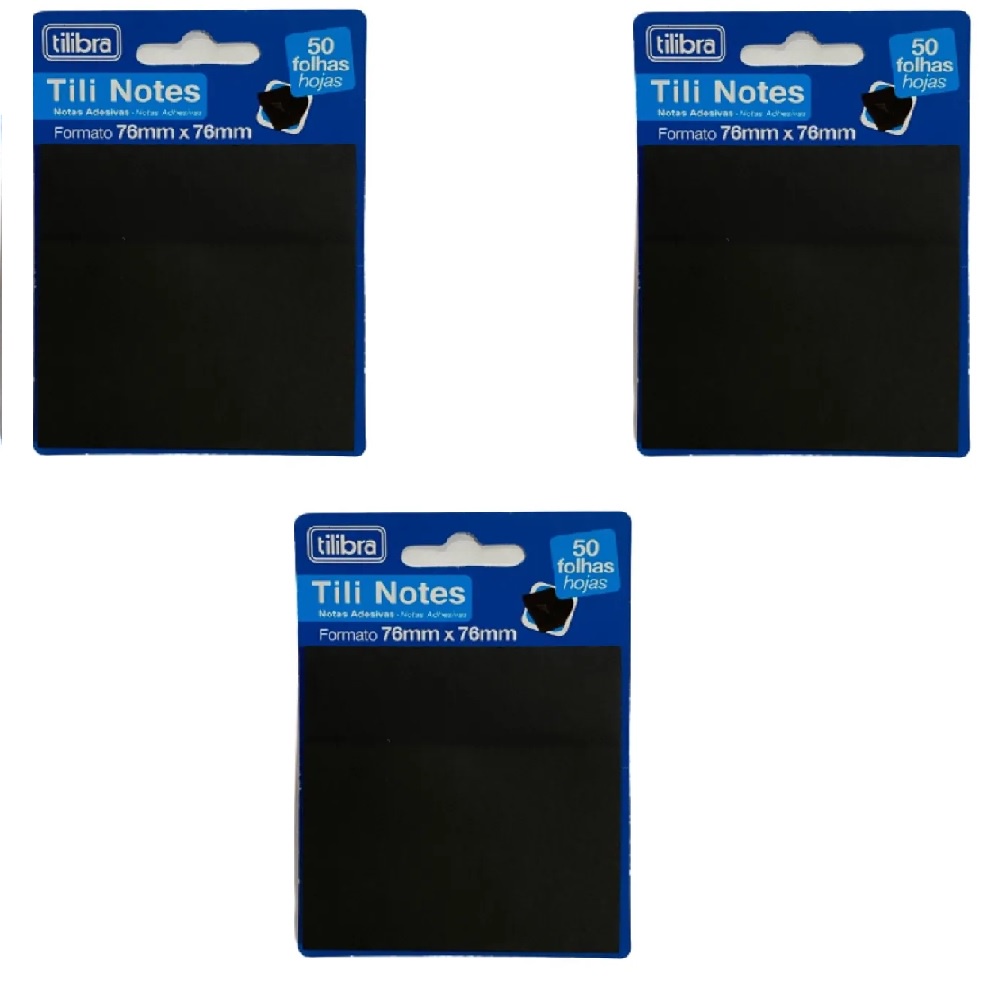Bloco Adesivo Preto Tili Notes - Tilibra | Shopee Brasil