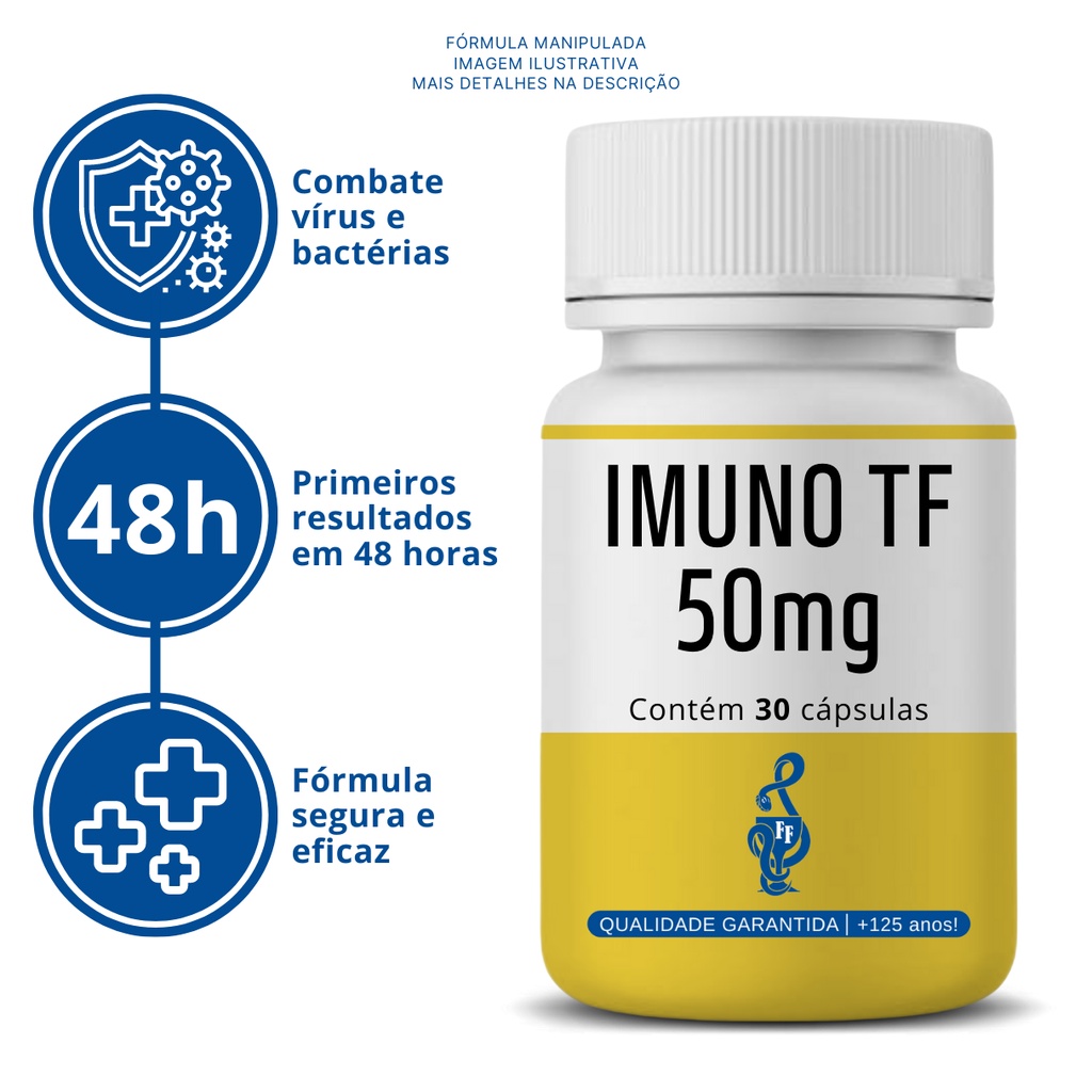 Imuno TF 50mg 30 CPS - Acelera a resposta imunológica em 14 vezes ...