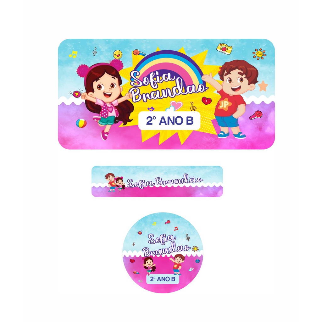 Etiqueta Escolar Personalizada Maria Clara e JP em vinil | Shopee Brasil
