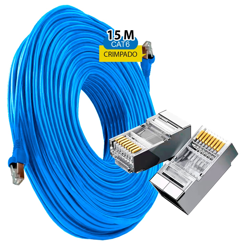 Cabo De Rede 15 Metros Cat6 UTP Conector Rj45-Blindado 15M | Shopee Brasil