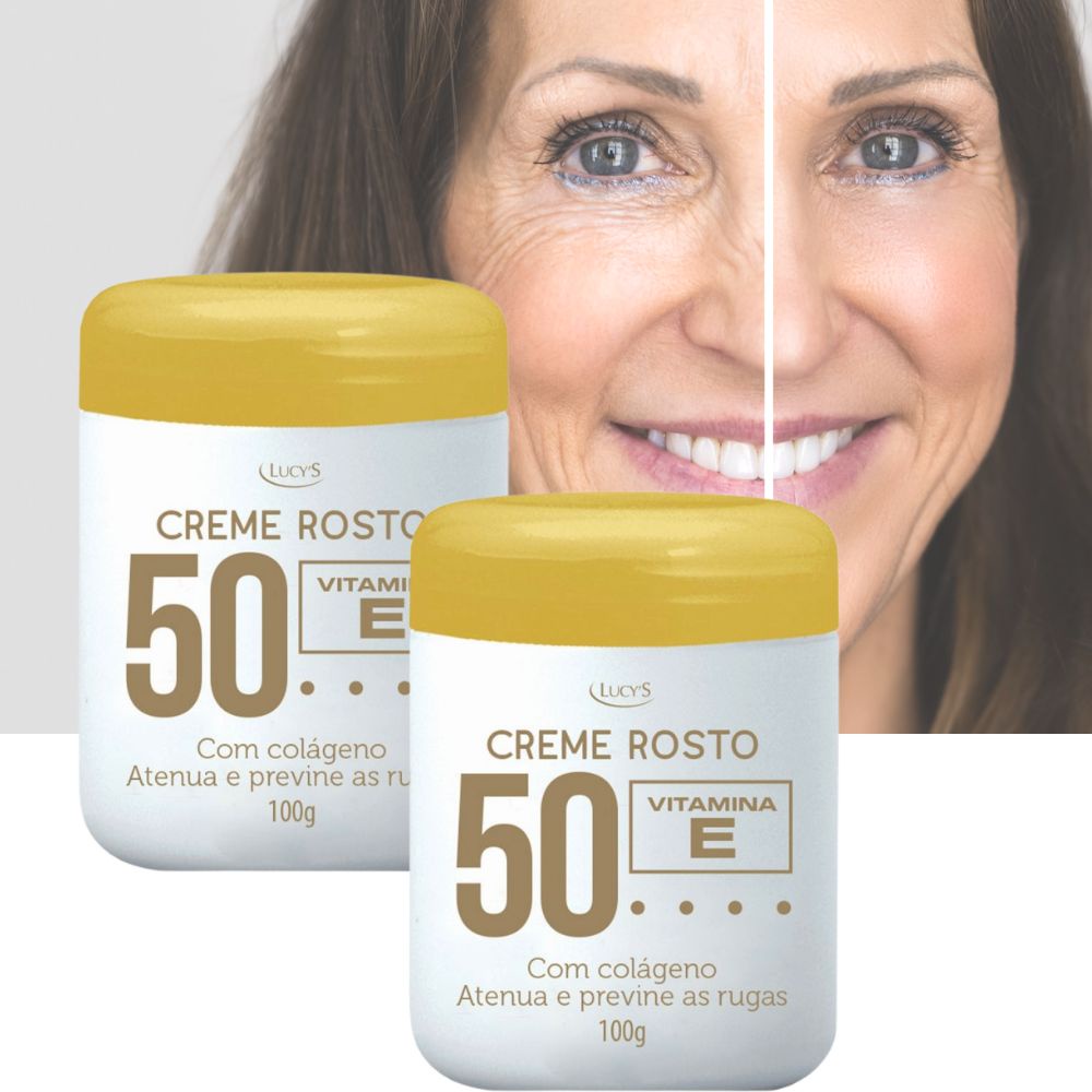 2 Creme para o Rosto 50 Antirrugas Antissinais com Colágeno Prevenção ...
