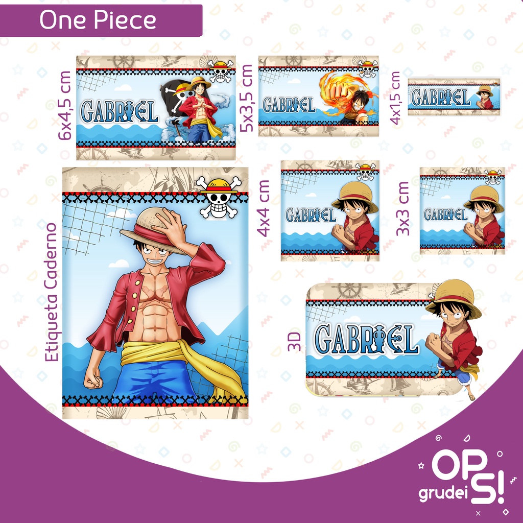 Kit Etiqueta Escolar - One Piece - 83 Unidades | Shopee Brasil