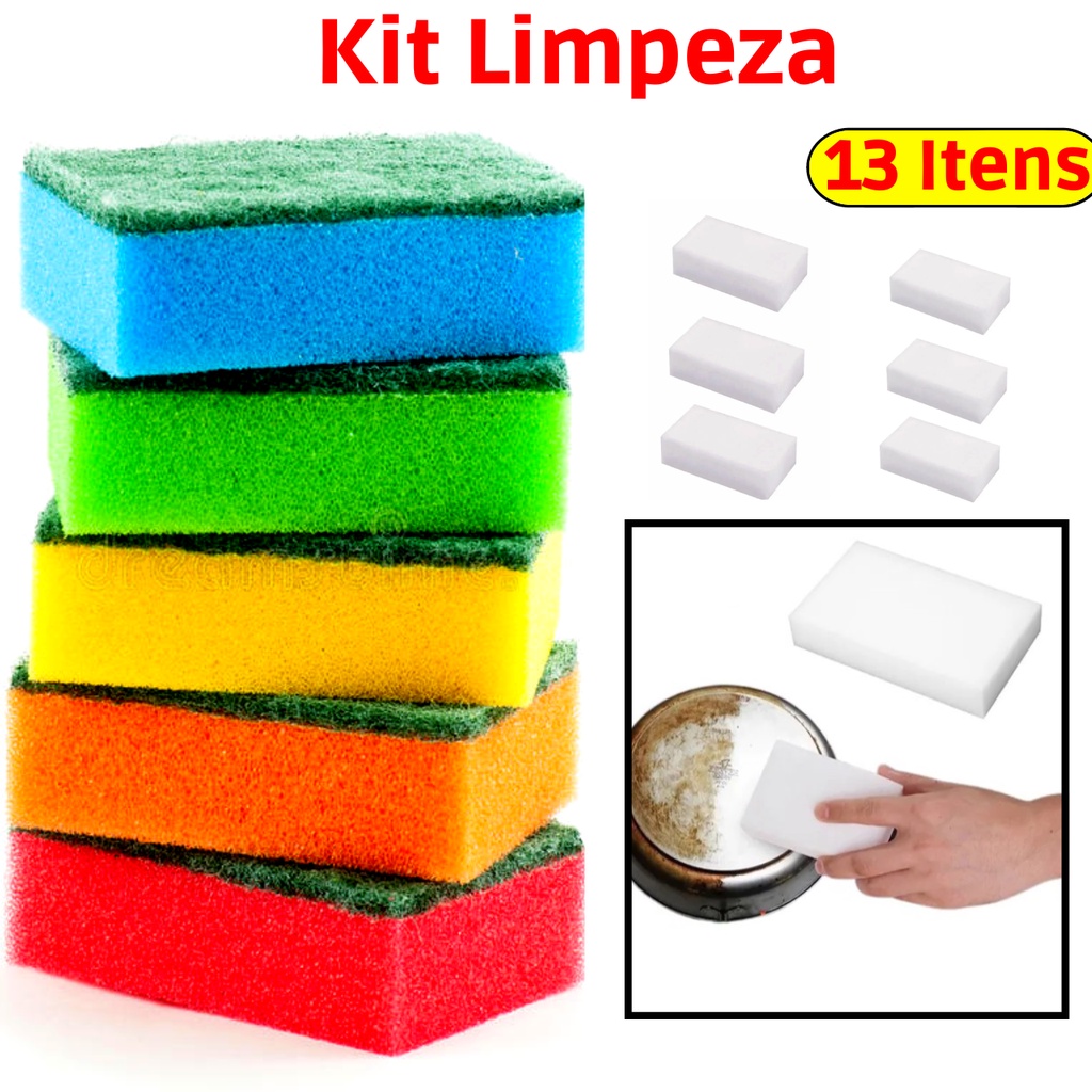 Esponja Mágica Bucha De Lavar Louça Cozinha Esfregão Kit Limpeza Limpa ...
