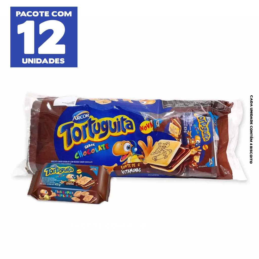 Pacote Fechado com 12 unidades Biscoito Tortuguitas de Chocolate ...