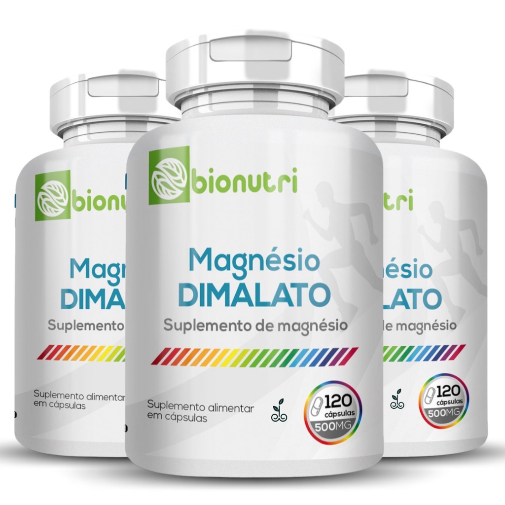 Kit C/3 Magnésio Dimalato Puro 120 Capsulas 500mg | Shopee Brasil