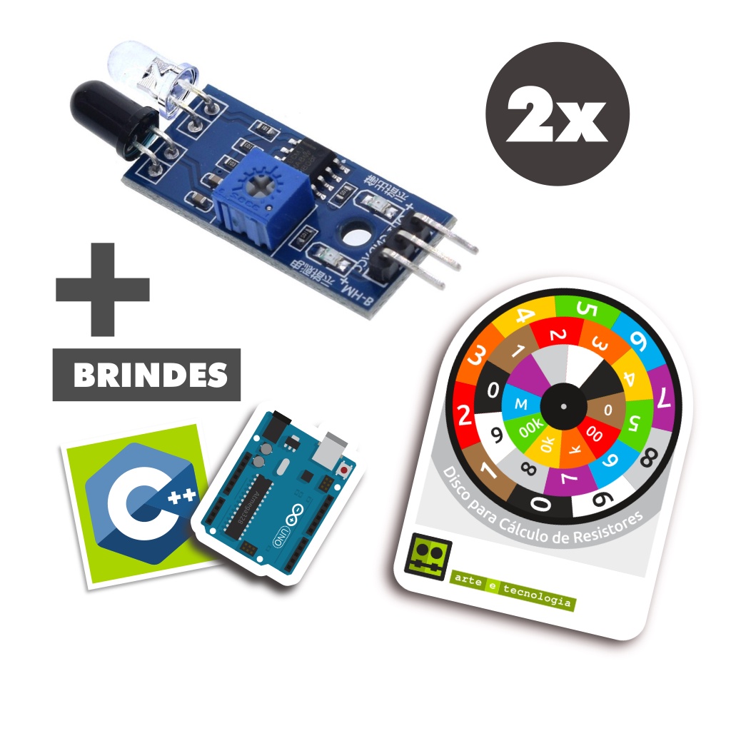 Kit 2 Sensor De Obstáculo Reflexivo Infravermelho Ir Para Arduino ...