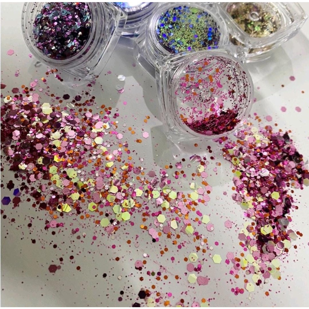 Glitter flocado HEXAGONAL Carnaval | Shopee Brasil