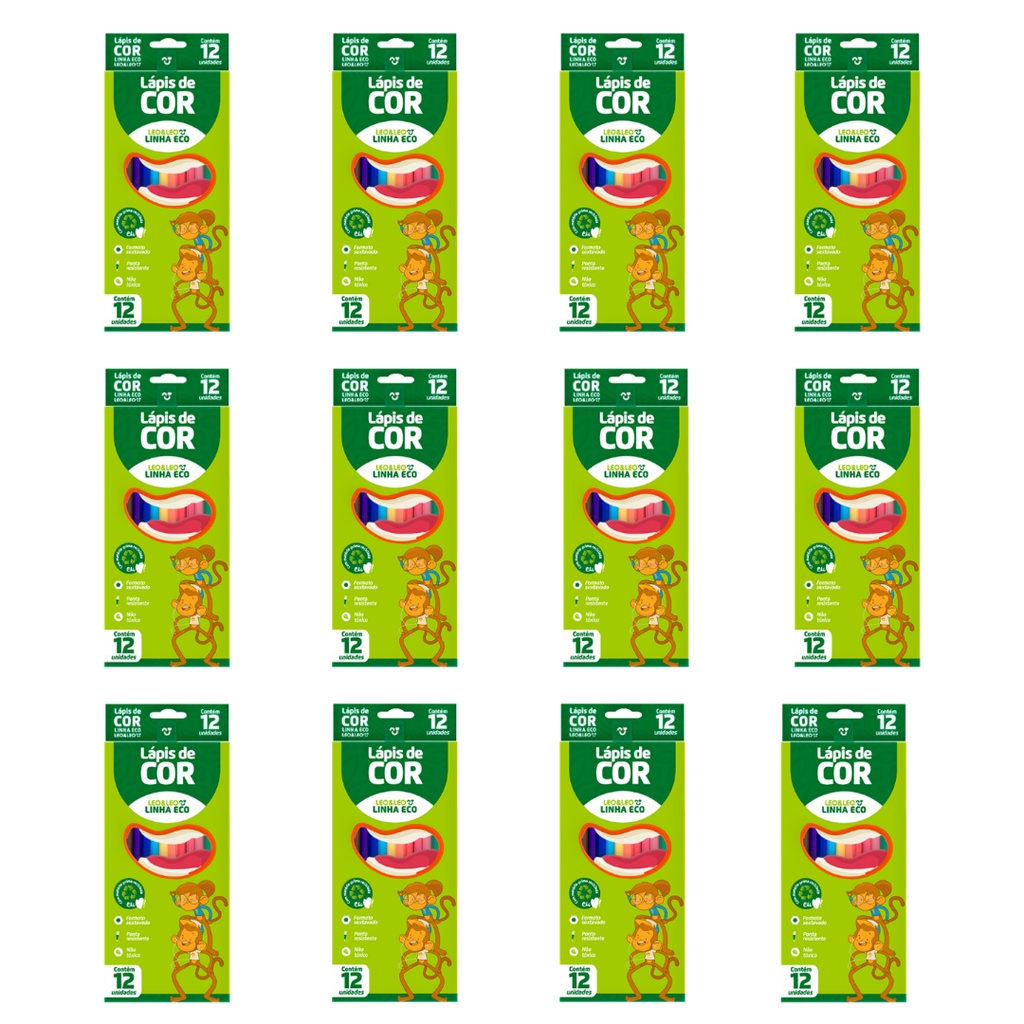 Kit Lapis de cor C/12 Caixas 12 Cores Grande/Mini Leo & Leo Material ...