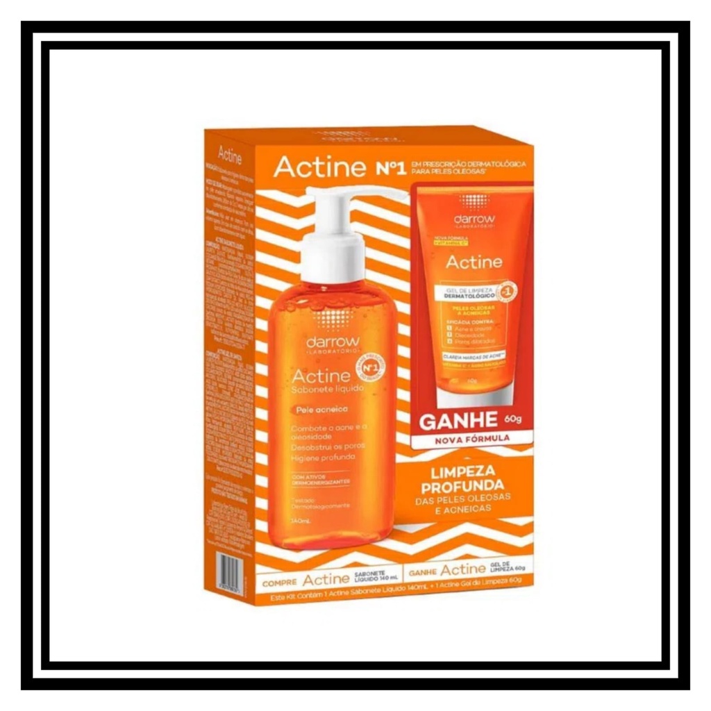Actine Sabonete Líquido Kit Pele Acneica 140ml + Gel de Limpeza 60g | Shopee Brasil