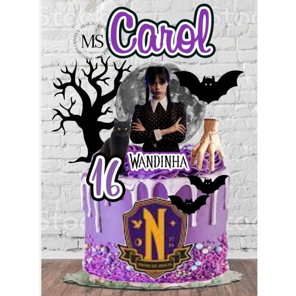 Topper para Bolo, personalizado, Wandinha. | Shopee Brasil