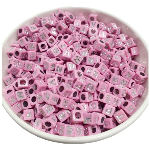 200 Unidades de Miçanga Entremeio Letras Quadradas Alfabeto ROSA ...