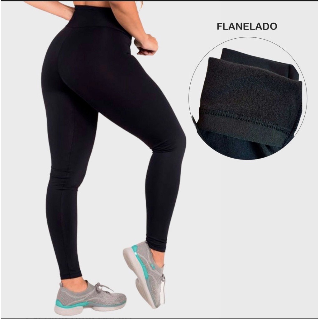 Calça legging preta flanelada (forrada) | Shopee Brasil