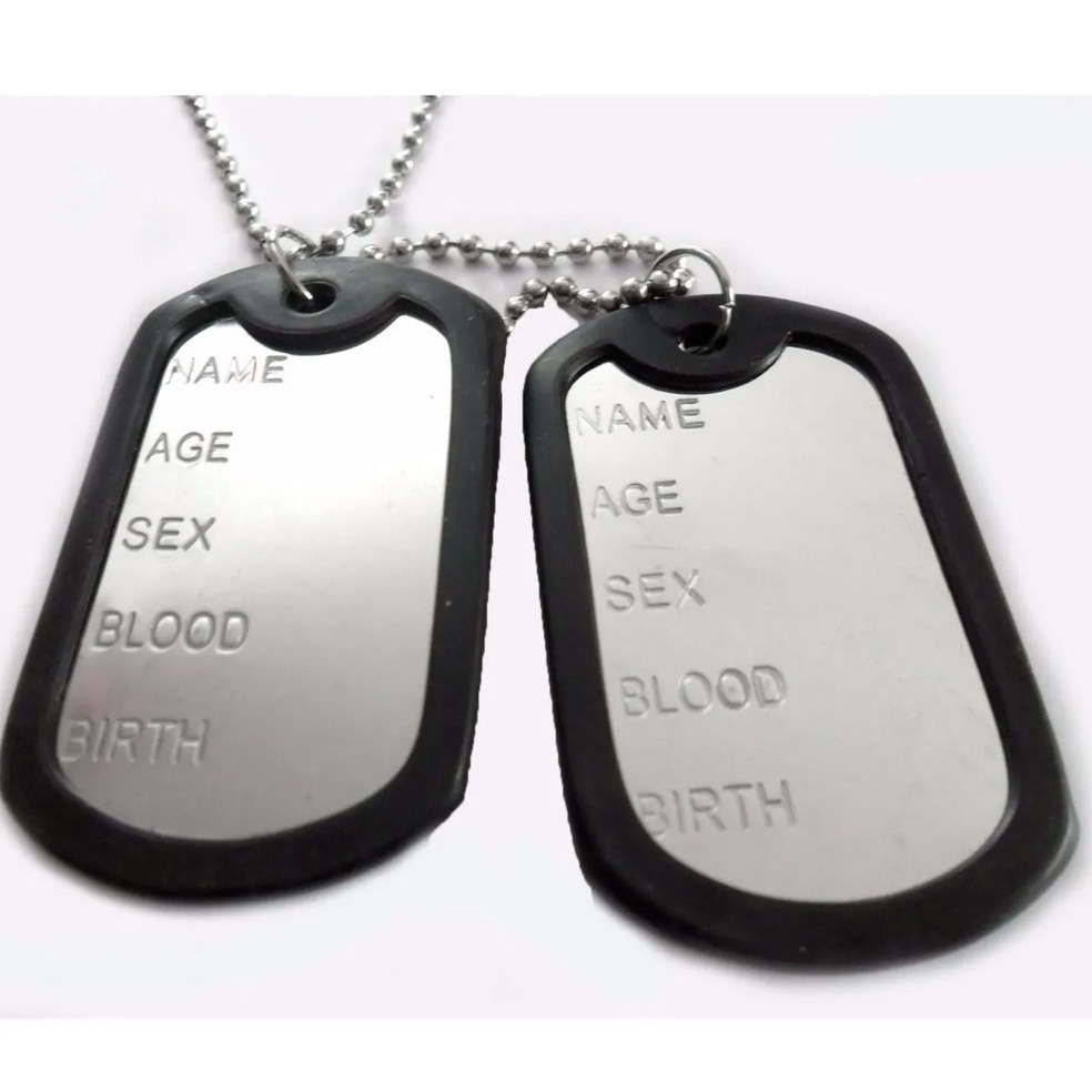 Corrente 2 Placa Identificação Exercito Tag estilo militar | Shopee Brasil