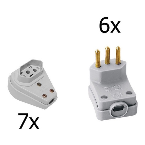 Plug Macho Femea Gigante 2p+t 20a (kit 13 Unidades) | Shopee Brasil
