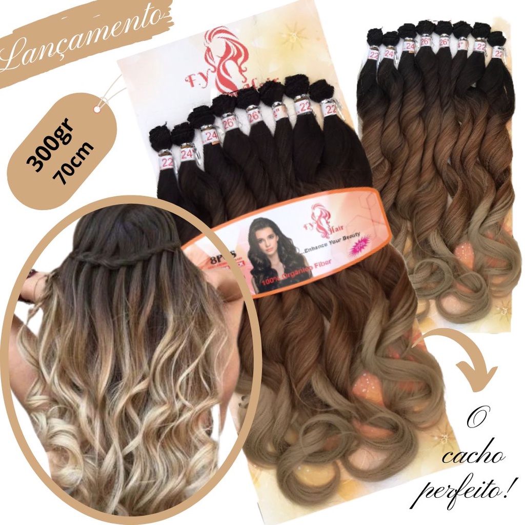 Cabelo 100% Orgânico Fy Hair Ondulado 8 Telas 70cm 270gr | Shopee Brasil