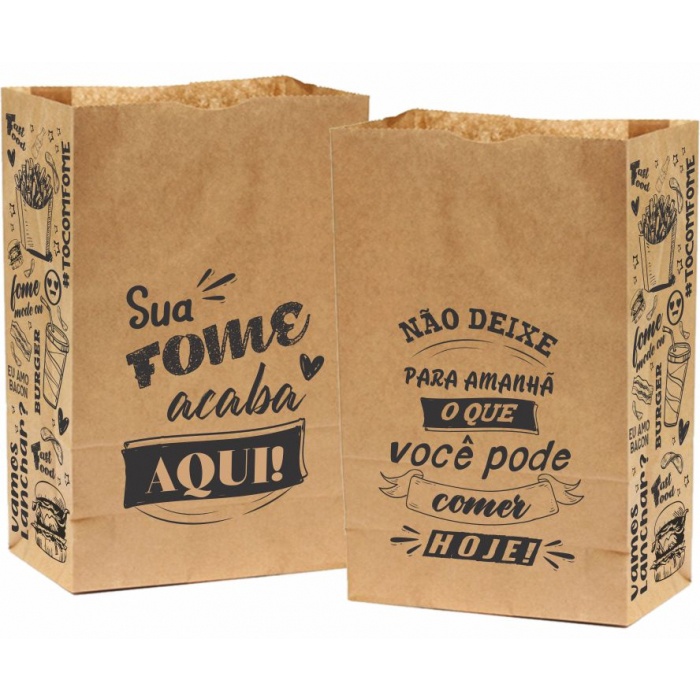 KRAFT NATURAL Fast food 7,5KG Saco fundo quadrado S.O.S com 100 ...