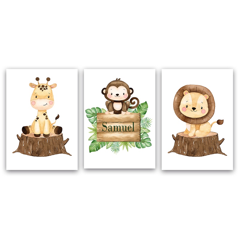 Quadros Decorativo Safari baby Personalizado com nome;Menino,Safari ...