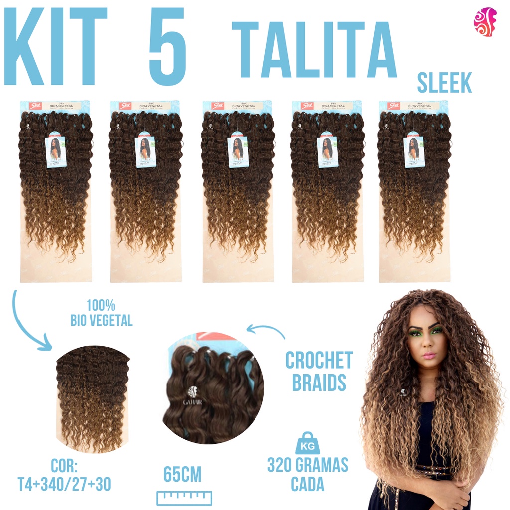 Kit 5 Apliques De Cabelo Cacheado Bio Fibra - Fio a Fio - Talita - 320 ...