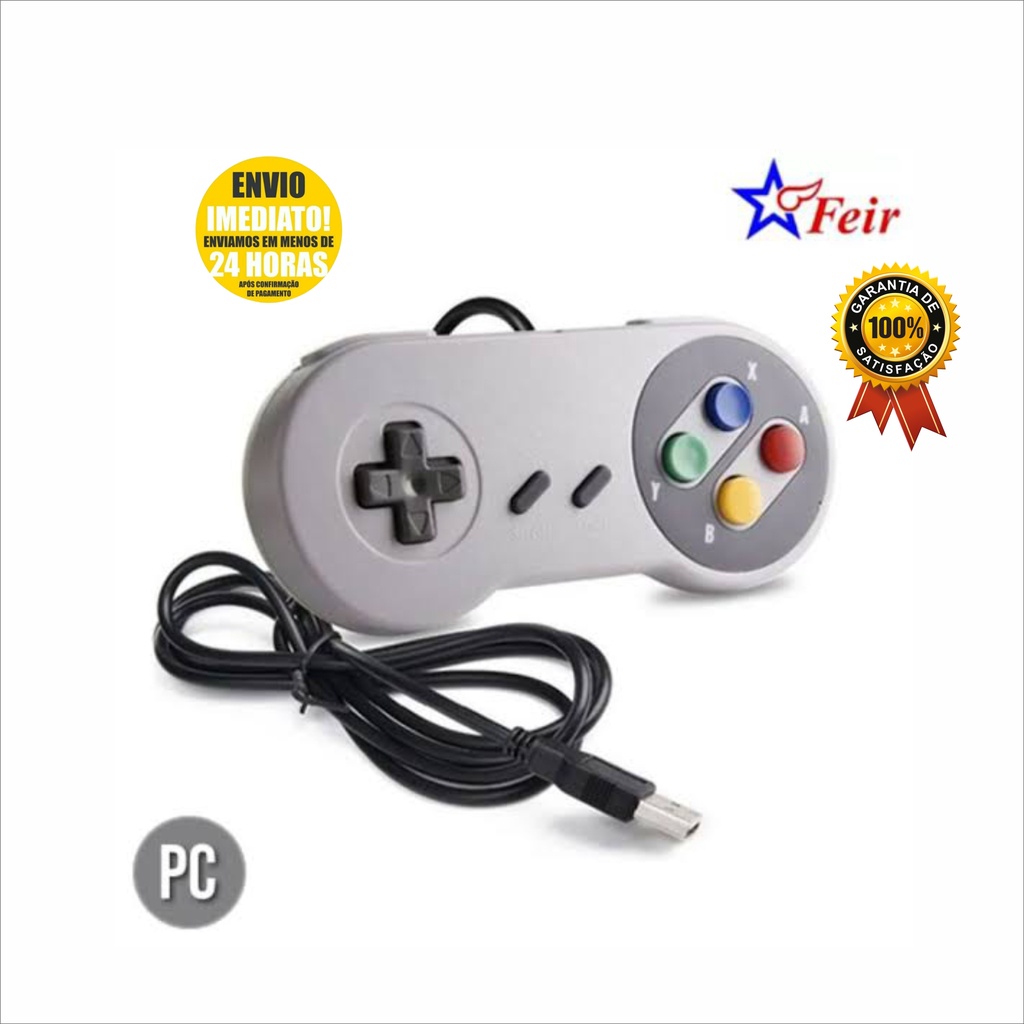 Controle Super Nintendo Snes Usb P/ Pc Jogos Raspberry Mac Emulador ...