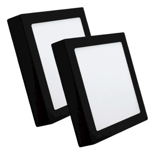 Kit 2 Plafon Sobrepor Quadrado Led 18w Painel Preto 20x20 Oferta | Shopee Brasil