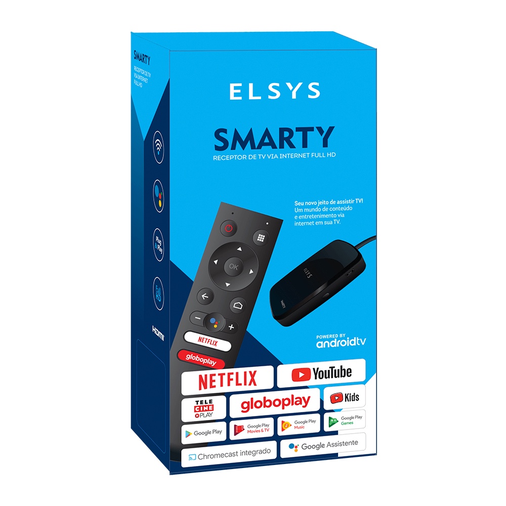Elsys Smarty Receptor De Tv Via Internet Full Hd Android Tv | Shopee Brasil