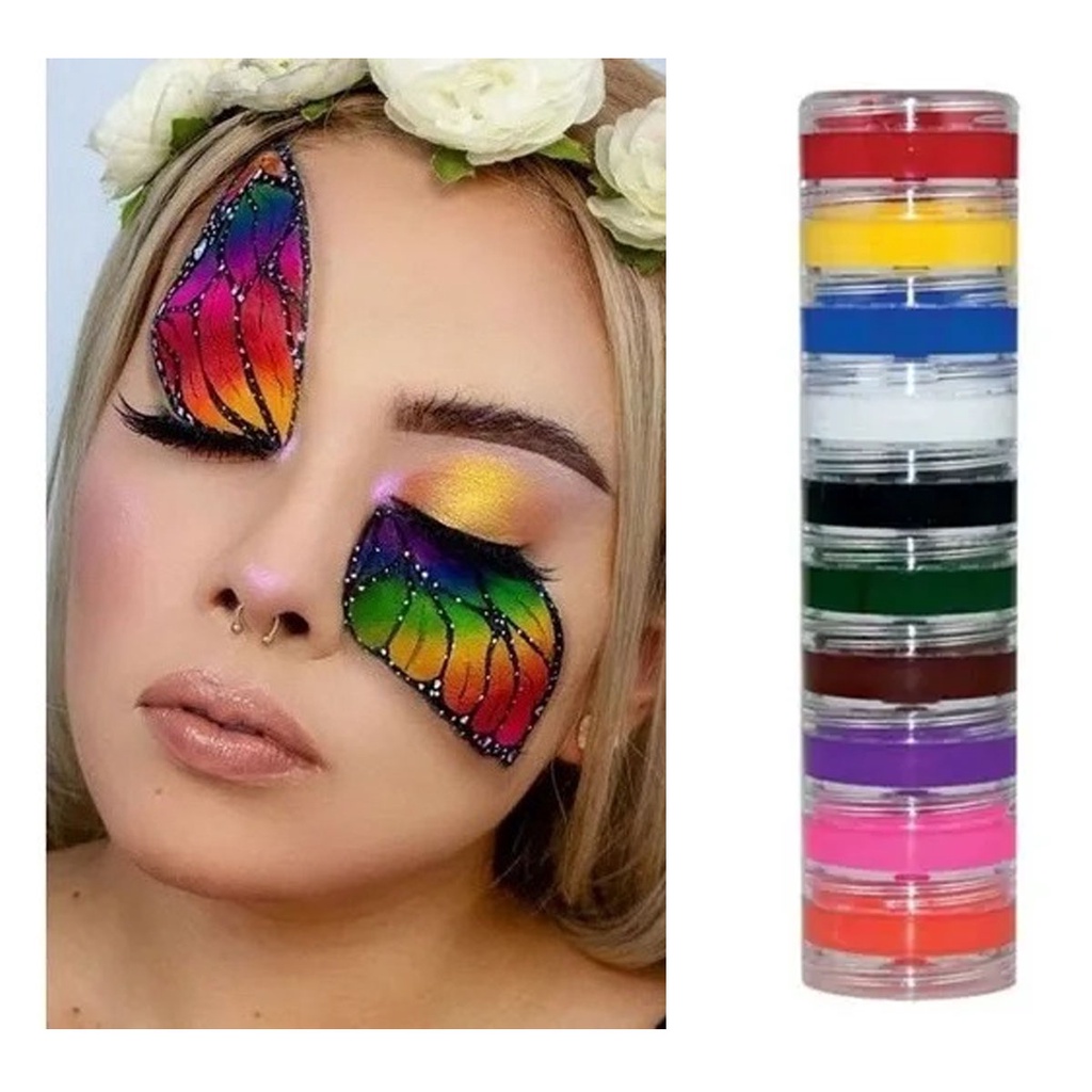 Kit Tinta Facial Color Make Cremosa Com 10 Unidades ou 5 Unidades Clown Carnaval | Shopee Brasil