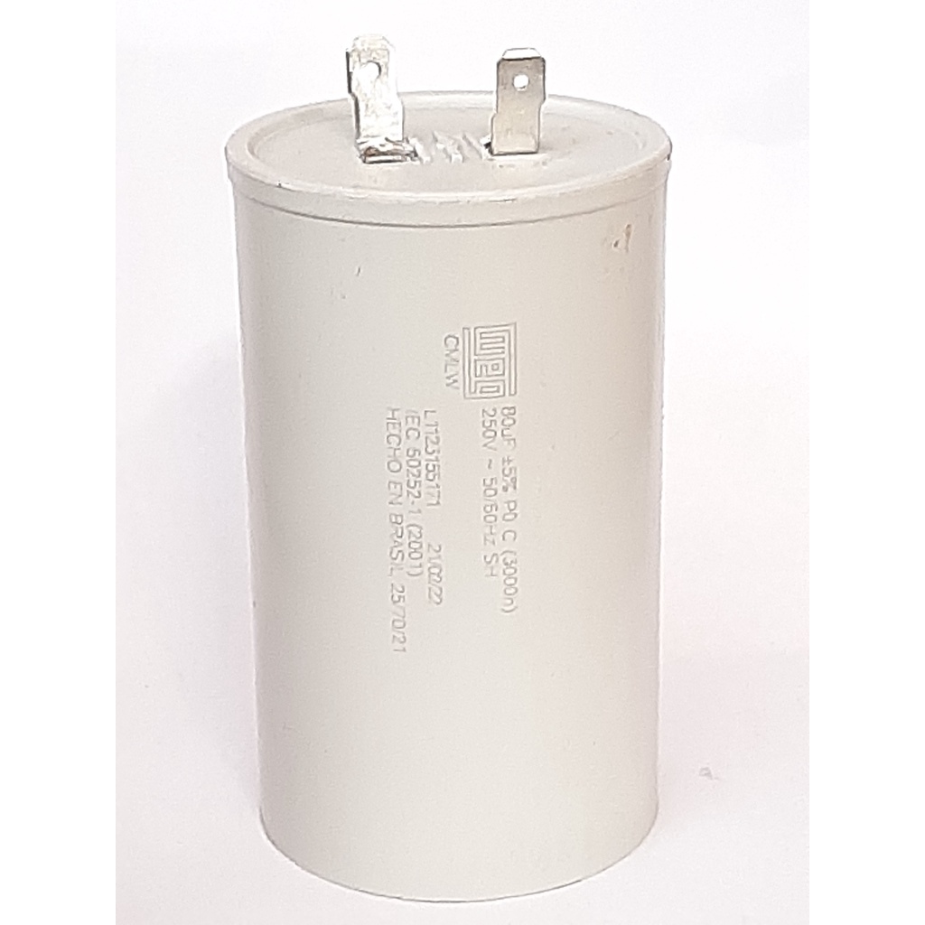 Capacitor PPM 80uF- 250V TERM WEG 2 PINOS | Shopee Brasil