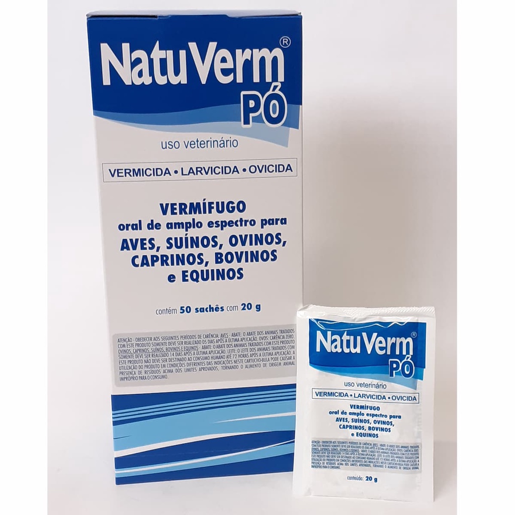 NatuVerm em Pó 20g Vermífugo para Aves Suínos Ovinos Bovinos Equinos ...