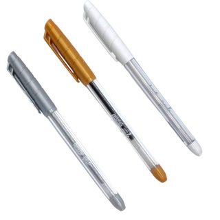 3 Canetas Esferográfica Gel Dourada Prata e Branca 1.0mm BRW | Shopee Brasil