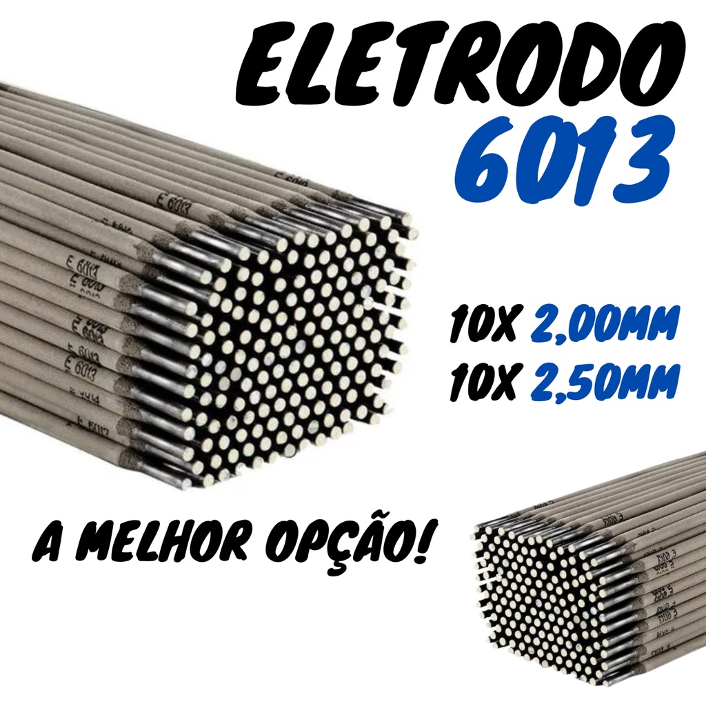 10 Eletrodos 6013 de 2,00mm + 10 Eletrodos 6013 de 2,50mm Serralheiro ...