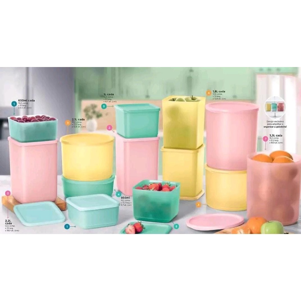Refri Line Tupperware Tapoer Tapuer - redondo ou quadrado | Shopee Brasil
