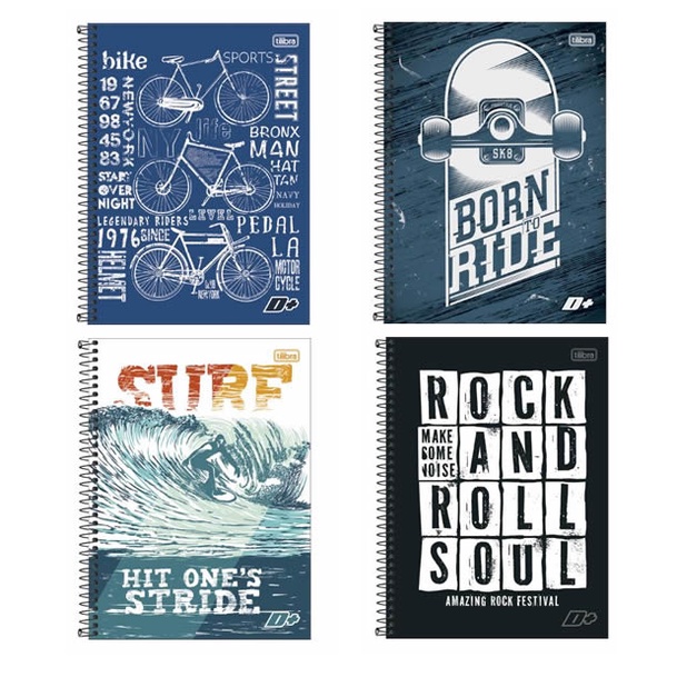 Caderno Espiral Capa Dura 10 Materias Rock Surf Bike - Tilibra | Shopee ...