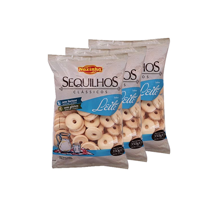 Kit 3 Sequilhos Sabor Leite Zero Glúten Zero Lactose Nazinha 300g | Shopee Brasil