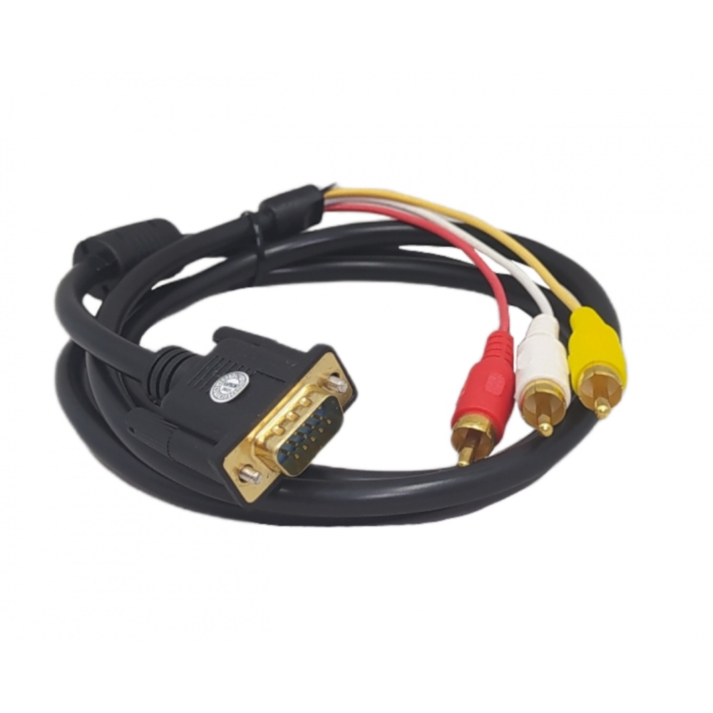Cabo Adaptador VGA Macho Para 3 RCA Macho Kapbom 1,5m VGA RCA KAP-VGA ...
