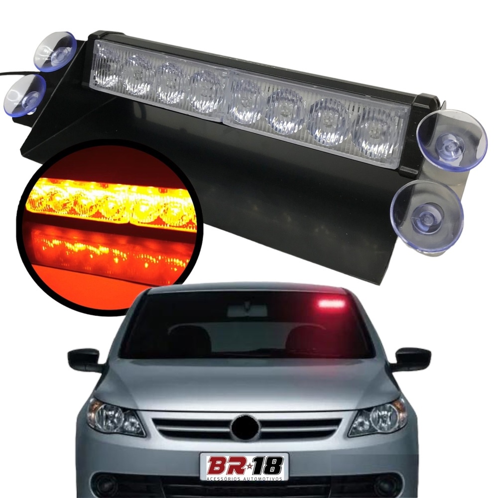 Giroled Giroflex Flash Interno 12v Para-brisa Sinalizador Emergencial - Vermelho | Shopee Brasil