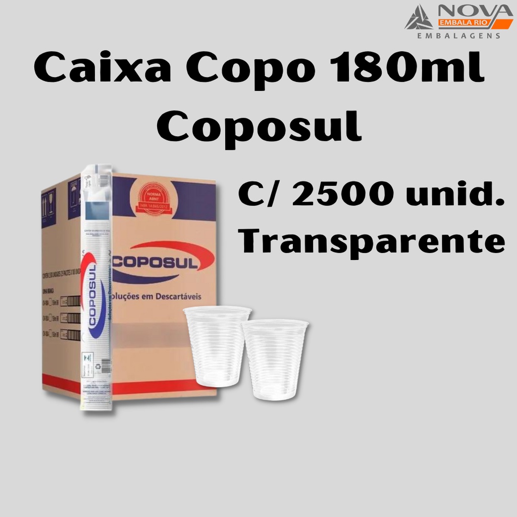 Caixa Copo 180ml Coposul - 2500 unidades | Shopee Brasil