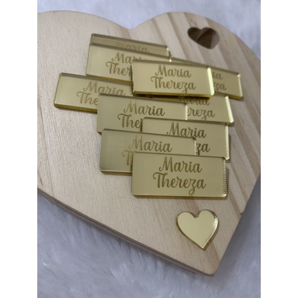 Kit de Etiquetas TAG tam.3,5x1,5cm Personalizada em Acrílico espelhado ...