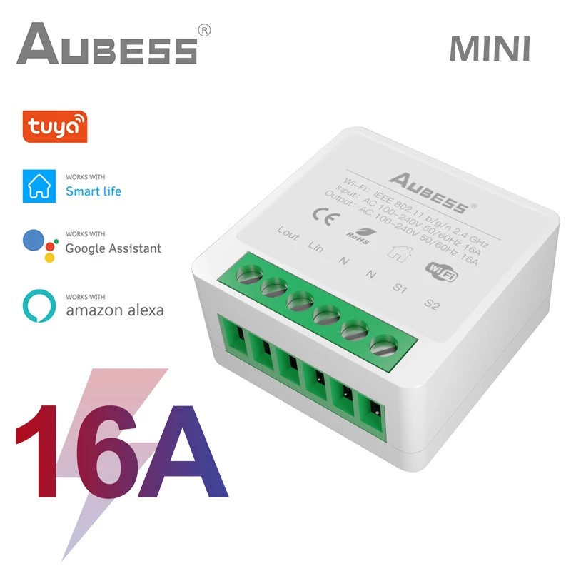 Mini interruptor inteligente Aubess SMART switch WiFi 16A | Shopee Brasil