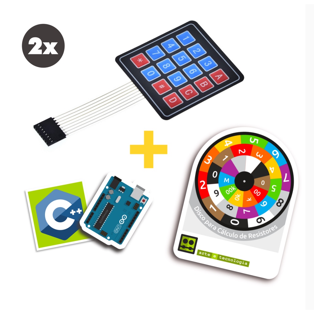 2 Teclado De Membrana Matricial Alfanumérico 4x4 Arduino Com Nota ...