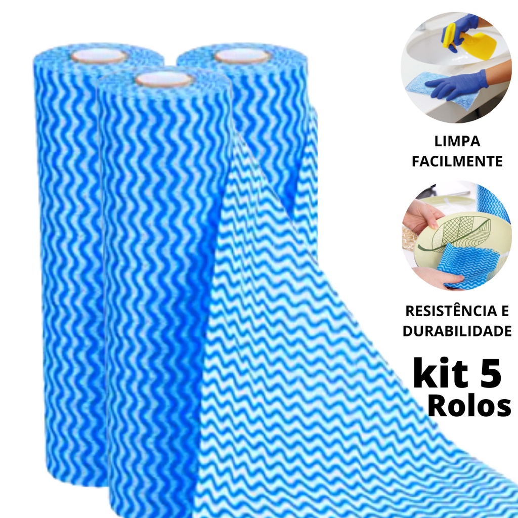 Kit 5 Rolos Pano De Limpeza Descartável Tipo Perfex Multiuso | Shopee ...