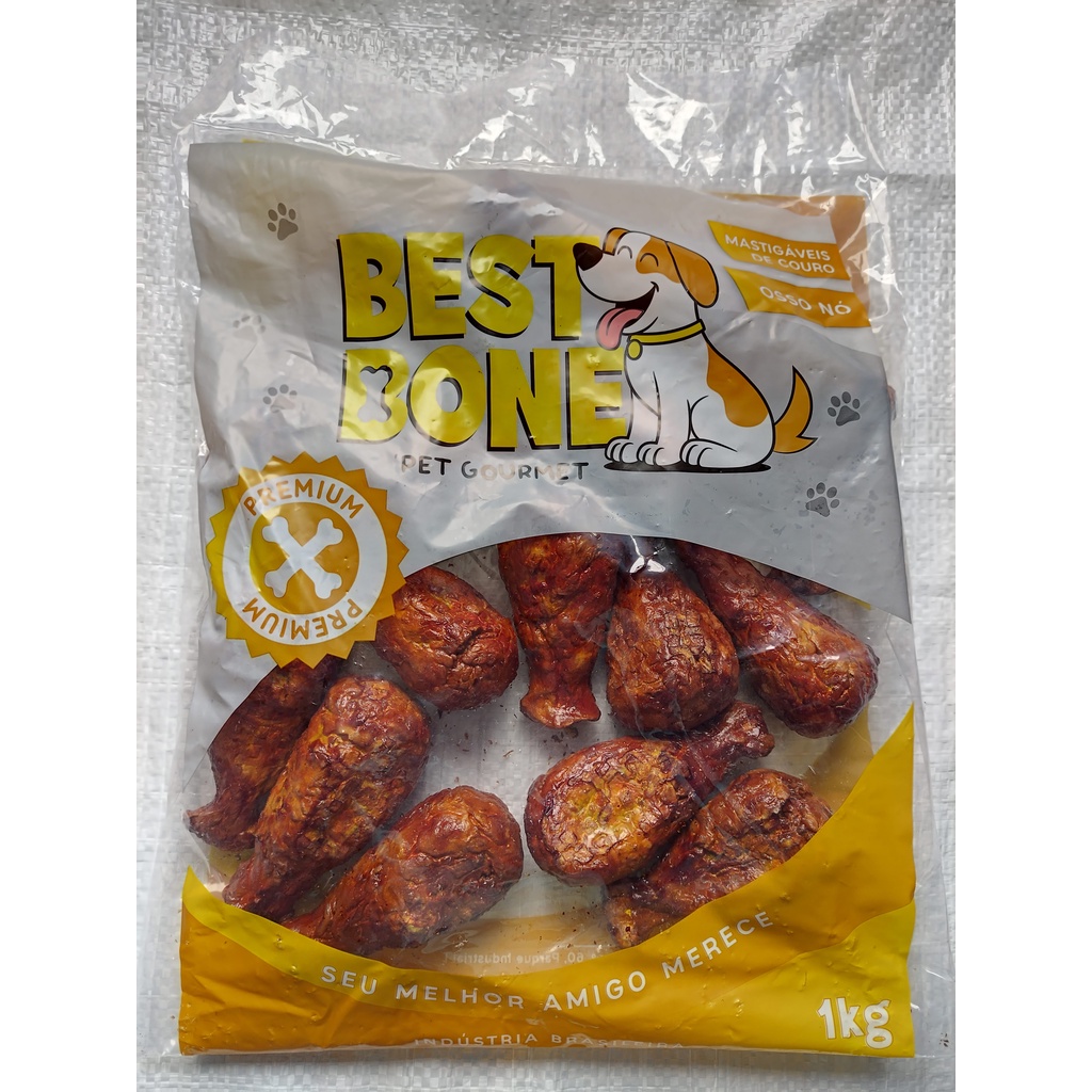 Osso Fantasia De Couro 1kg - Formato coxa De Frango - Petisco Cães ...
