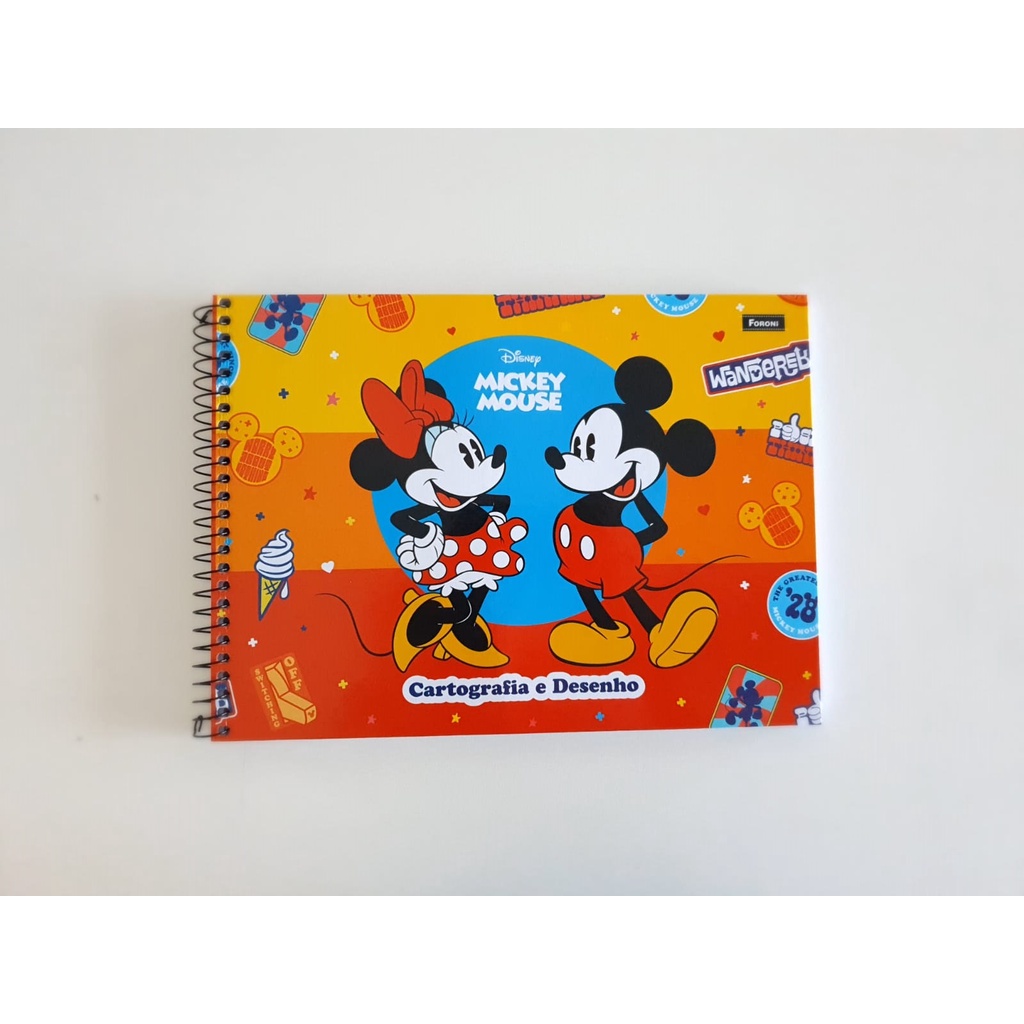 Caderno de Desenho e Cartografia Horizontal Disney Mickey Mouse capa ...