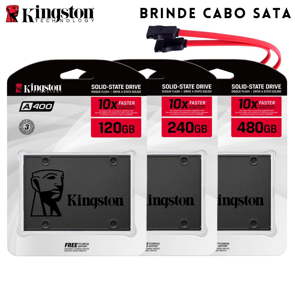 SSD 120GB 240GB 480GB KINGSTON SA400S37 RAPIDO HD NOVO LACRADO | Shopee ...