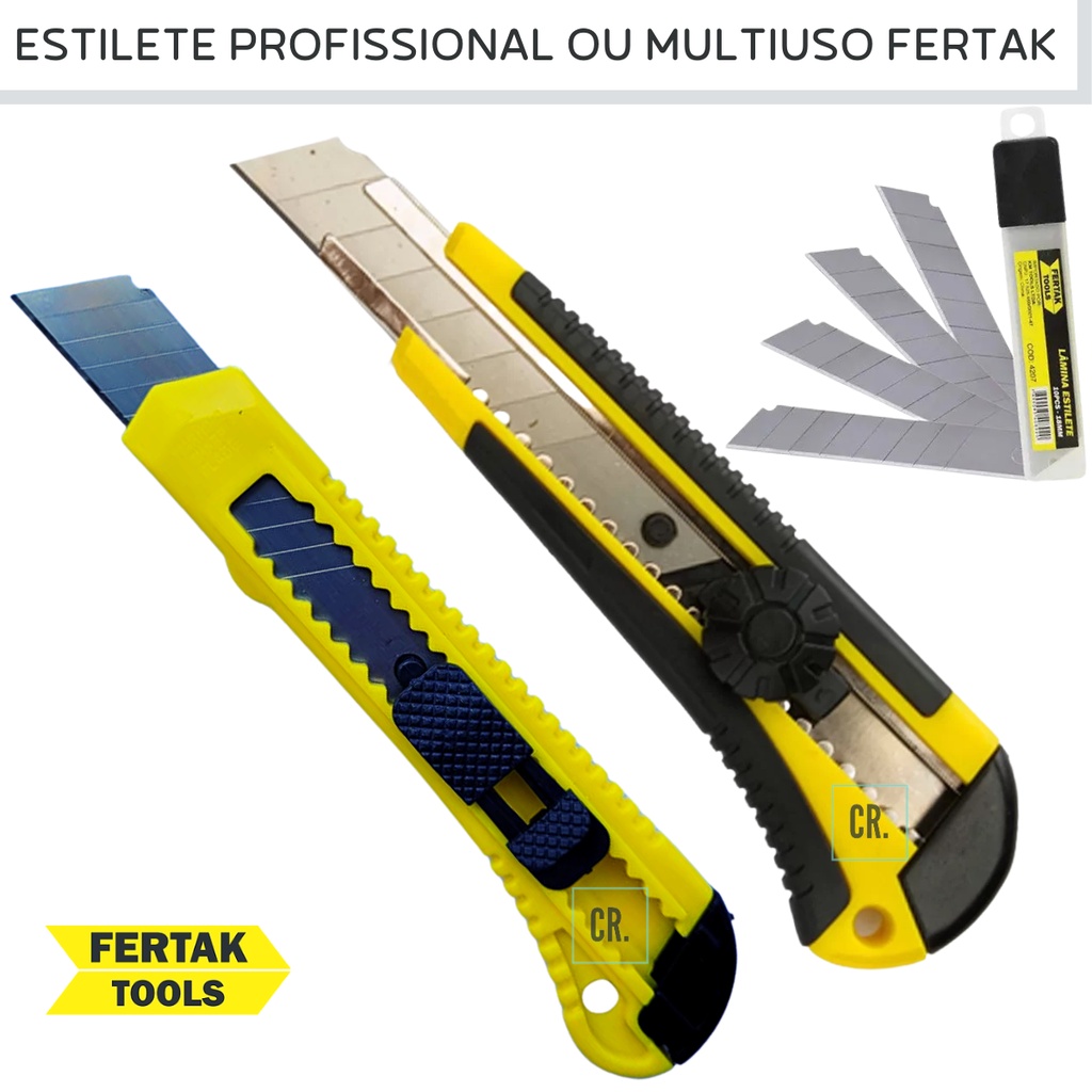 Estilete Profissional Emborrachado Largo ou Multiuso Fertak Tools ...
